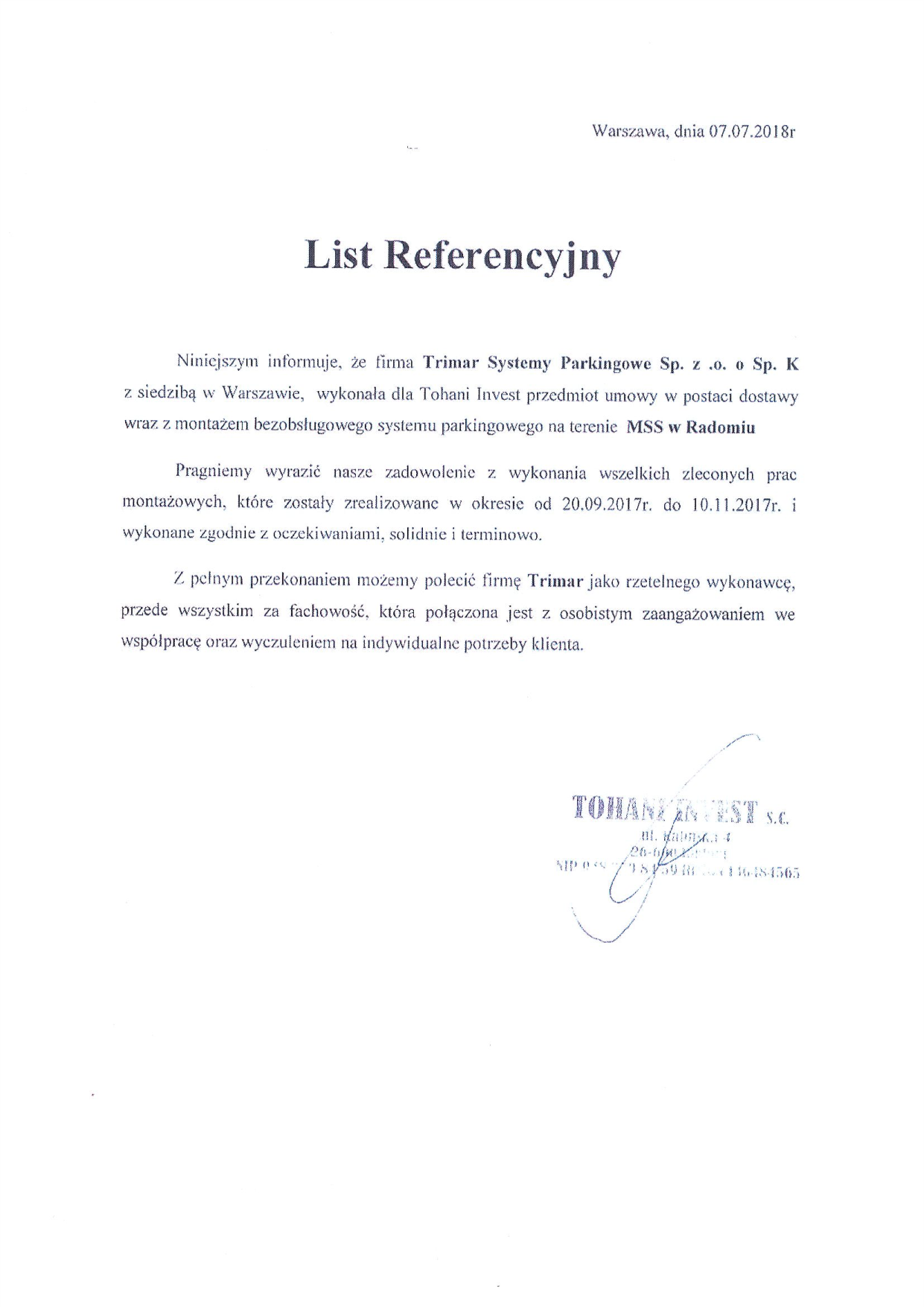 TRIMAR - systemy i urządzenia parkingowe - szlabany parkingowe